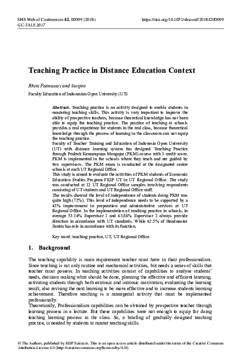 (PDF) Teaching Practice in Distance Education Context