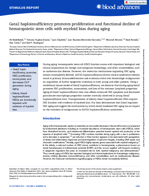 Pdf Gata2 Haploinsufficiency Promotes Proliferation And Functional