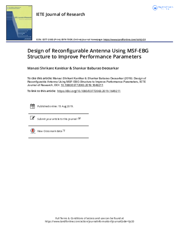 (PDF) Design of Reconfigurable Antenna Using MSF-EBG Structure to ...