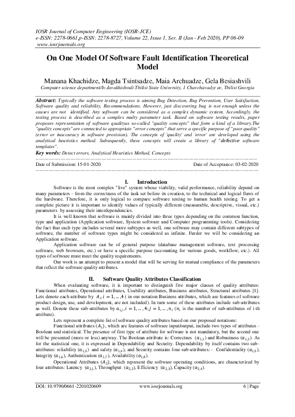 Pdf On One Model Of Software Fault Identification Theoretical Model