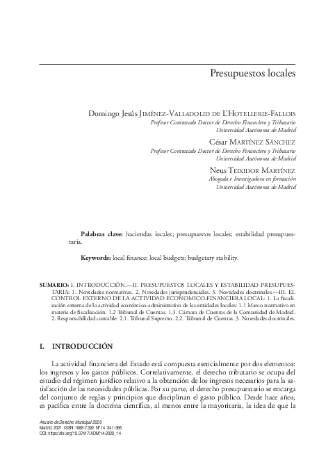 (PDF) Presupuestos locales
