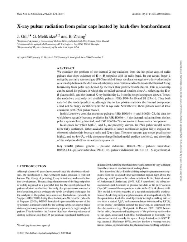 (PDF) X-ray pulsar radiation from polar caps heated by back-flow ...