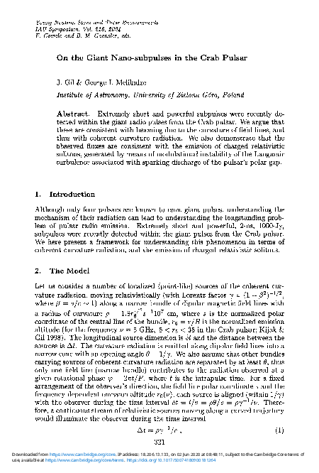 (PDF) On the Giant Nano-subpulses in the Crab Pulsar
