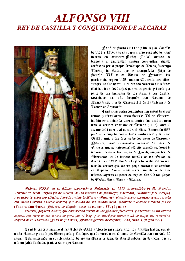 (PDF) ALFONSO VIII: Rey de Castilla y conquistador de Alcaraz