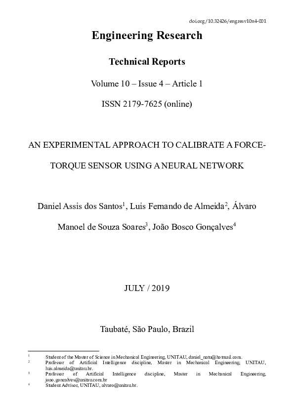 (PDF) An Experimental Approach to Calibrate a Force-Torque Sensor Using a Neural Network