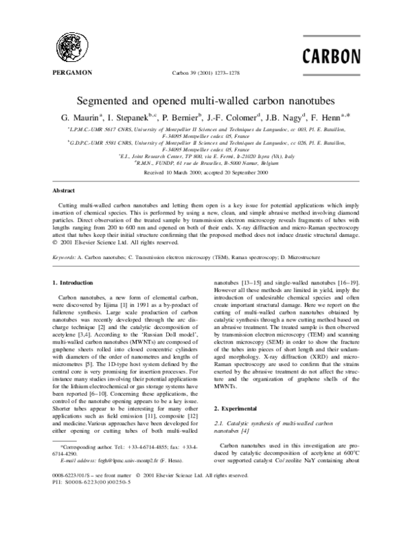 (PDF) Segmented and opened multi-walled carbon nanotubes