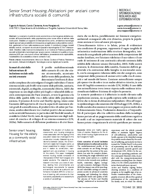 (PDF) Senior smart housing. Housing for the elderly as a community ...