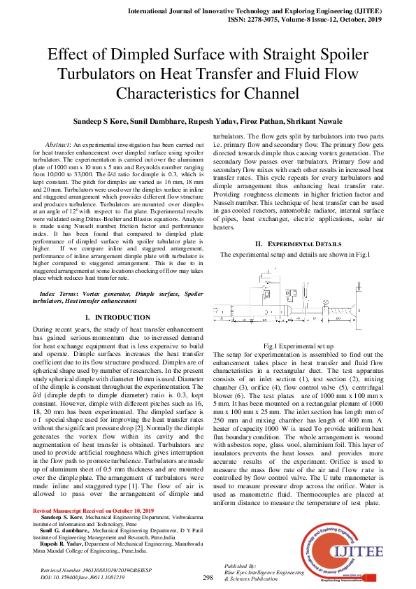 (PDF) Effect of Dimpled Surface with Straight Spoiler Turbulators on ...