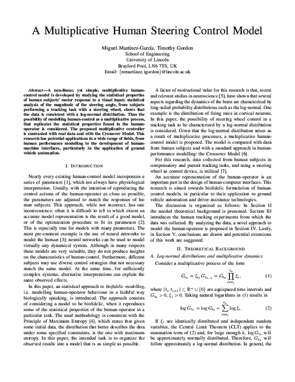(PDF) A multiplicative human steering control model