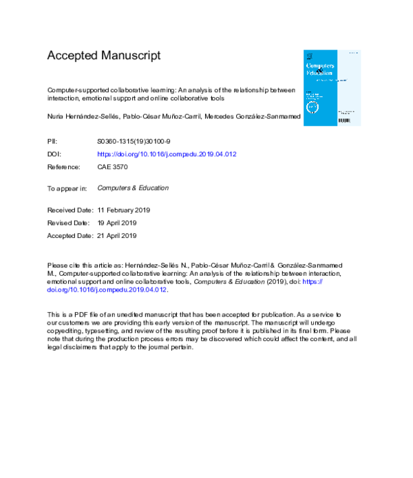 Pdf Computer‐supported Collaborative Learning And Distance Education