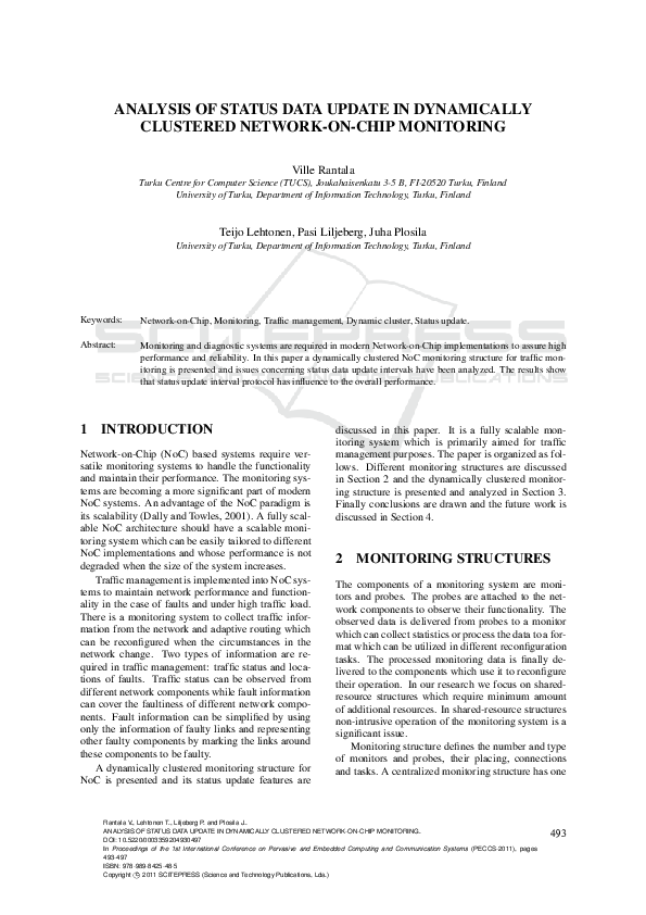 (PDF) Analysis of Status Data Update in Dynamically Clustered Network-On-Chip Monitoring