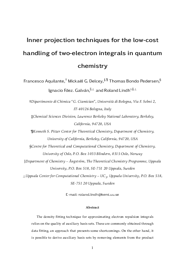 (PDF) Inner projection techniques for the low-cost handling of two-electron integrals in quantum ...