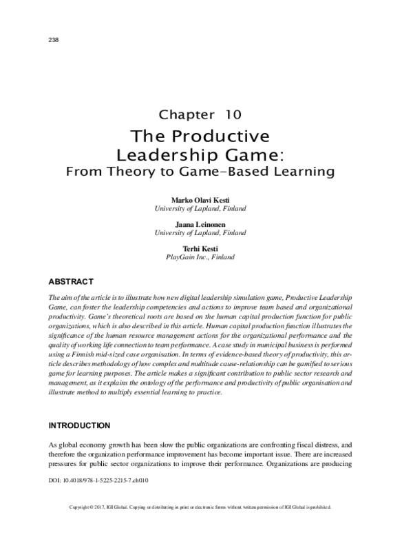 (PDF) The Productive Leadership Game