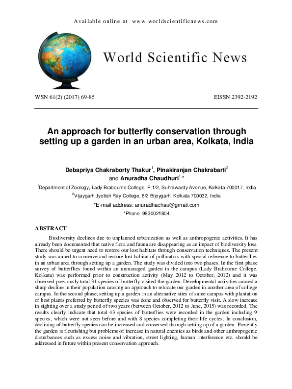 (PDF) An approach for butterfly conservation through setting up a ...