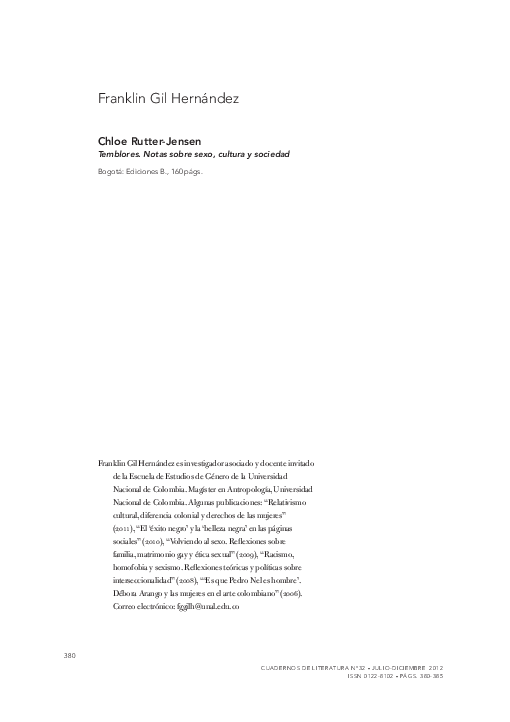 (PDF) Chloe Rutter-Jensen Temblores. Notas sobre sexo, cultura y sociedad