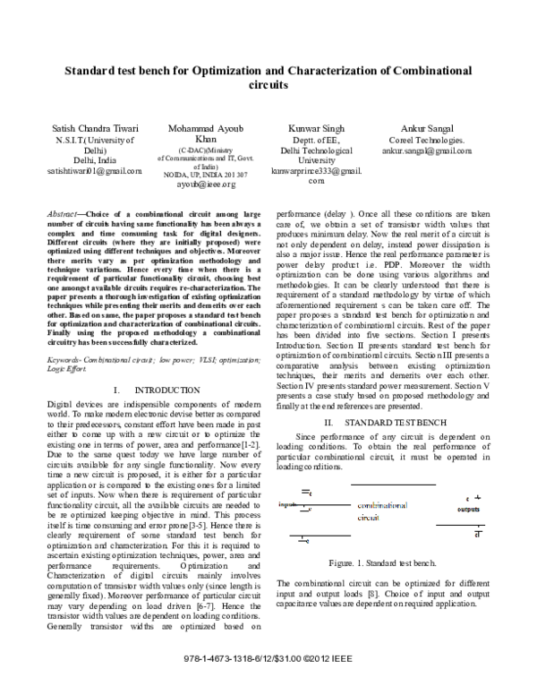 (PDF) Standard test bench for optimization and characterization of ...
