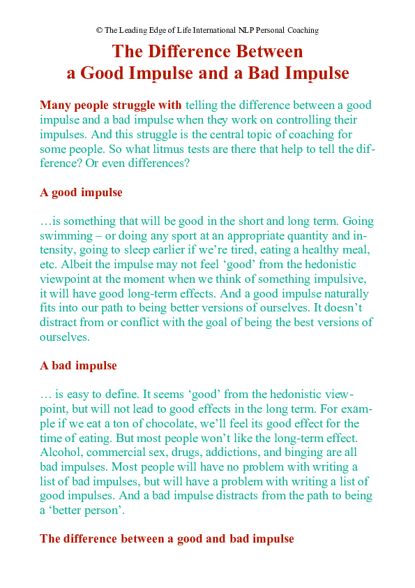 (DOC) The Difference Between a Good Impulse and a Bad Impulse