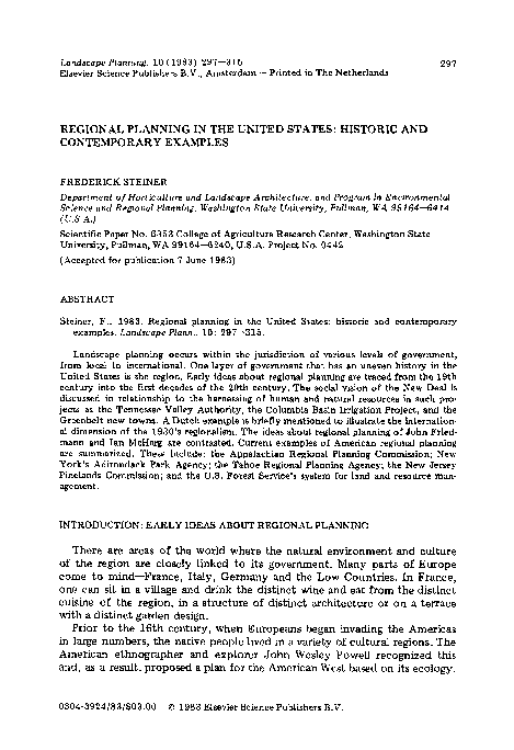 (PDF) Regional planning in the United States: Historic and contemporary ...