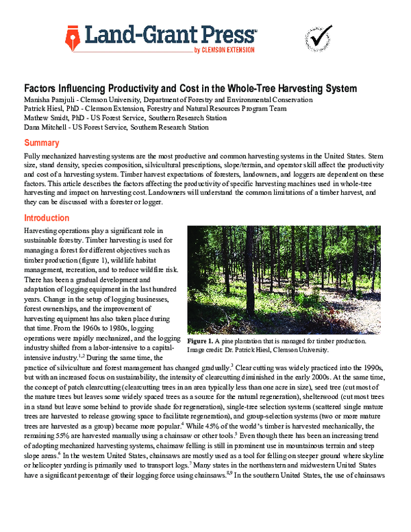 (PDF) Factors influencing productivity and cost in the whole-tree ...