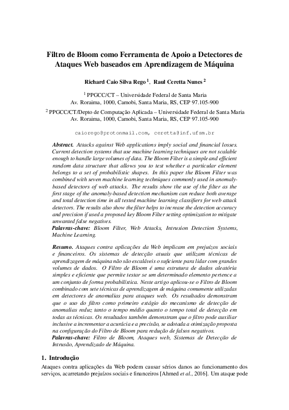 (PDF) Filtro de Bloom como Ferramenta de Apoio a Detectores de Ataques ...