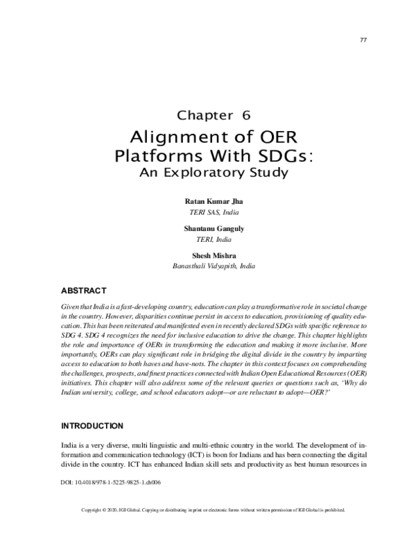 (PDF) Alignment of OER Platforms With SDGs