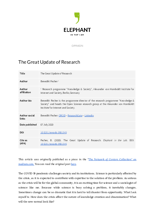 (PDF) The Great Update of Research