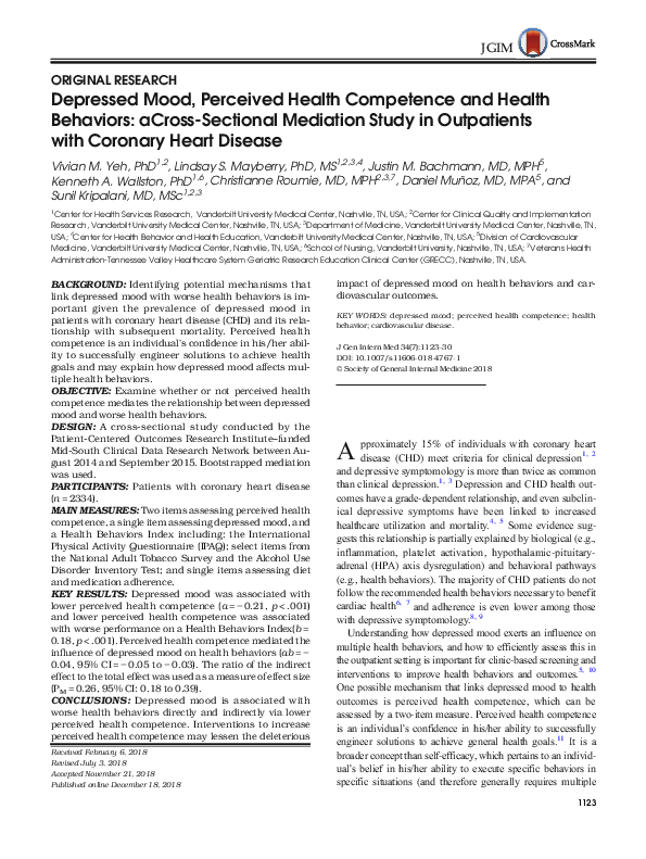 (PDF) Depressed Mood, Perceived Health Competence and Health Behaviors ...