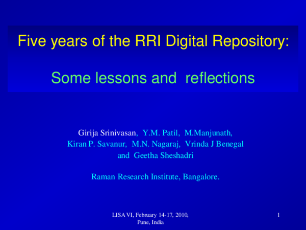 (PDF) Five Years of the RRI Digital Repository: Some Lessons and ...