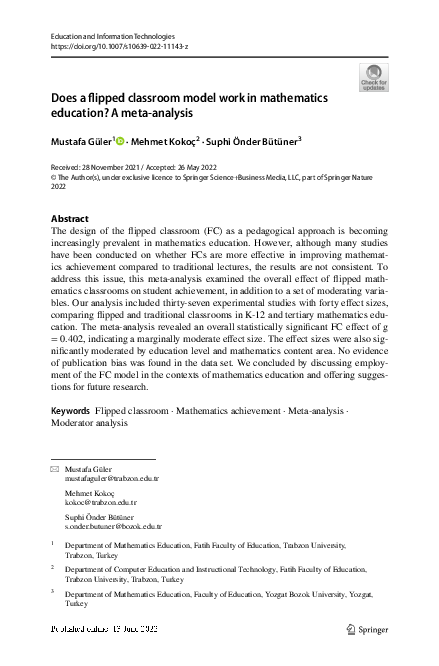 (PDF) Author Correction: Does a flipped classroom model work in mathematics education? A meta ...