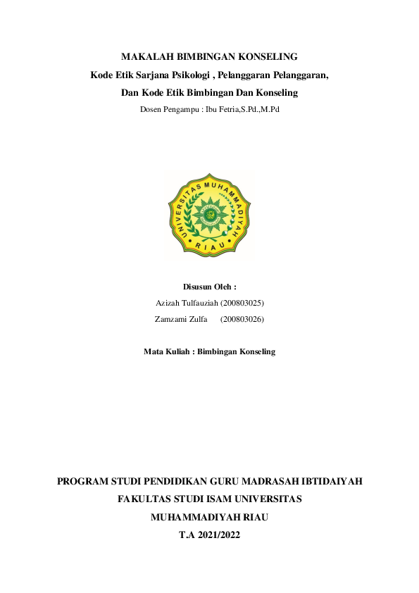(PDF) MAKALAH BIMBINGAN KONSELING