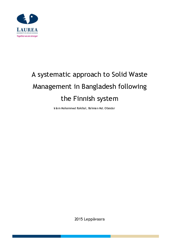 (PDF) A systematic approach to Solid Waste Management in Bangladesh ...