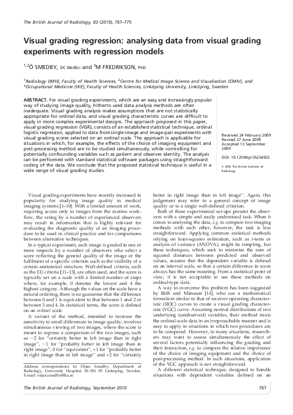 (PDF) Visual grading regression: analysing data from visual grading ...