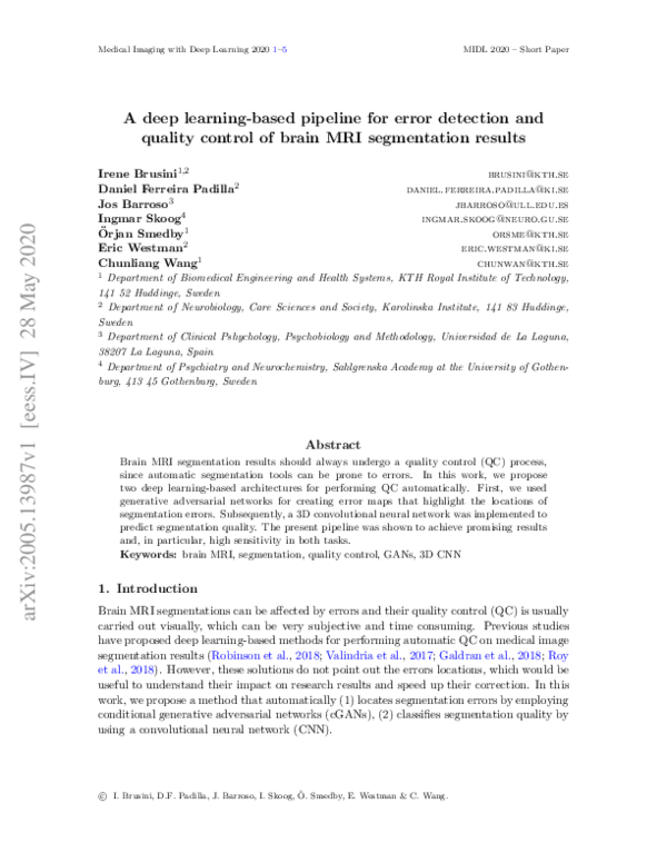 Pdf A Deep Learning Based Pipeline For Error Detection And Quality