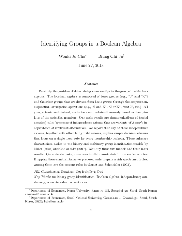 (PDF) Identifying Groups in a Boolean Algebra