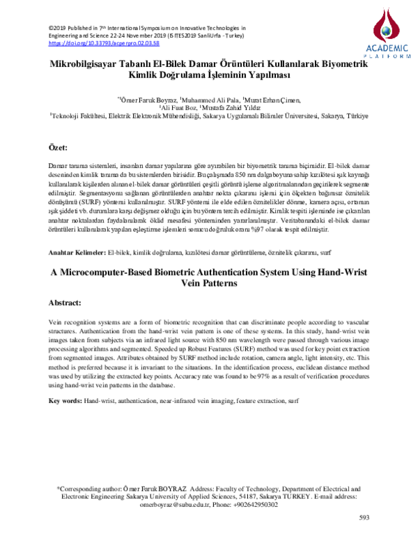 (PDF) Online biometric authentication using hand vein patterns