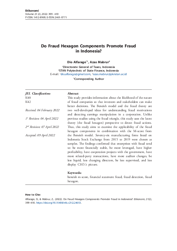 (PDF) Do Fraud Hexagon Components Promote Fraud in Indonesia?