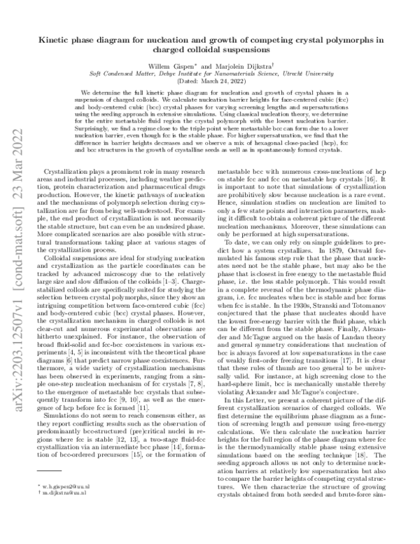 (PDF) Kinetic phase diagram for nucleation and growth of competing ...