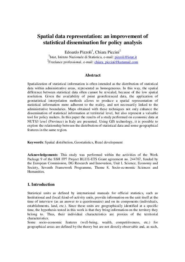 (PDF) Spatial data representation: an improvement of statistical dissemination for policy analysis