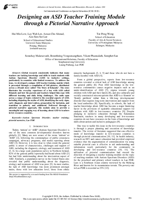 (PDF) Designing an ASD Teacher Training Module through a Pictorial ...