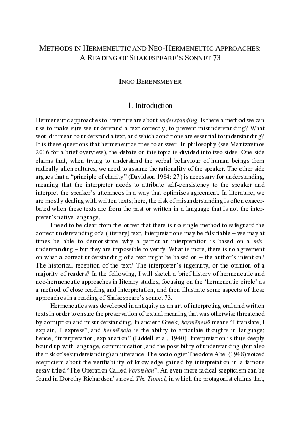 (PDF) Methods in Hermeneutic and Neo-Hermeneutic Approaches: A Reading ...