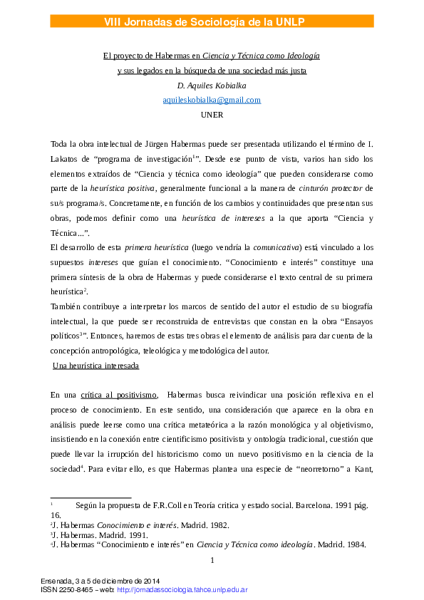 (PDF) El proyecto de Habermas en Ciencia y técnica como ideología y sus legados en la búsqueda ...