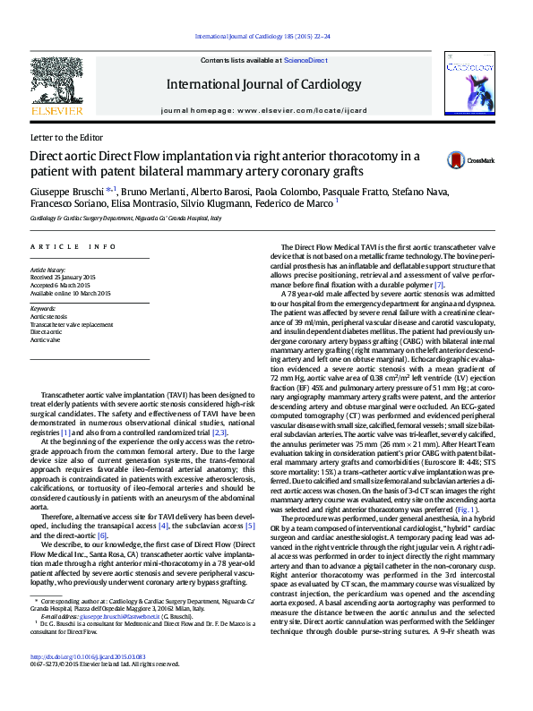 (PDF) Direct aortic Direct Flow implantation via right anterior ...
