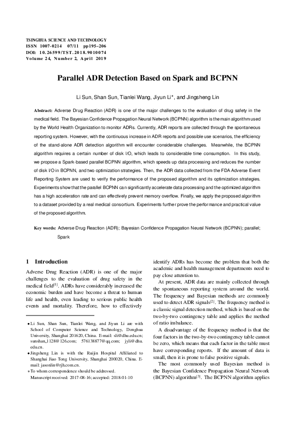 (PDF) Parallel ADR detection based on spark and BCPNN