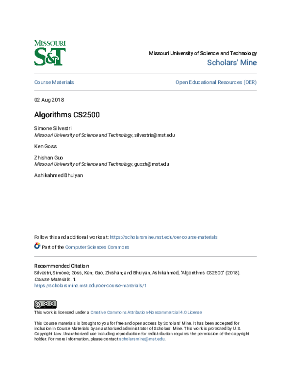 (PDF) Algorithms CS2500 (PDF) Algorithms CS2500