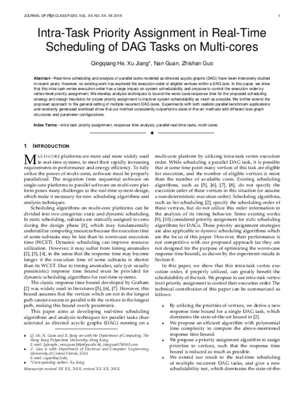 Pdf Intra Task Priority Assignment In Real Time Scheduling Of Dag Tasks On Multi Cores
