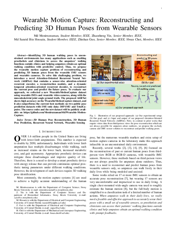 (PDF) Wearable Motion Capture: Reconstructing and Predicting 3D Human Poses from Wearable Sensors