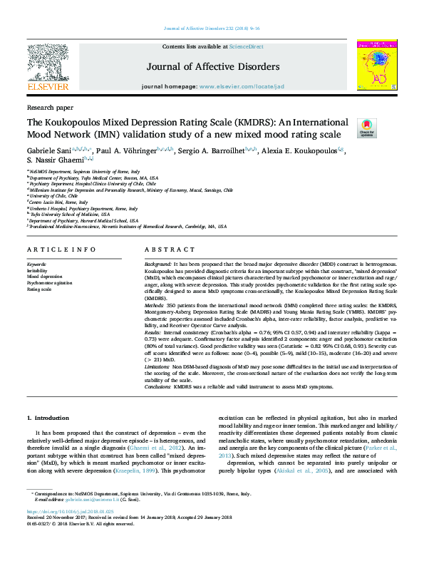 (PDF) The Koukopoulos Mixed Depression Rating Scale (KMDRS): An ...