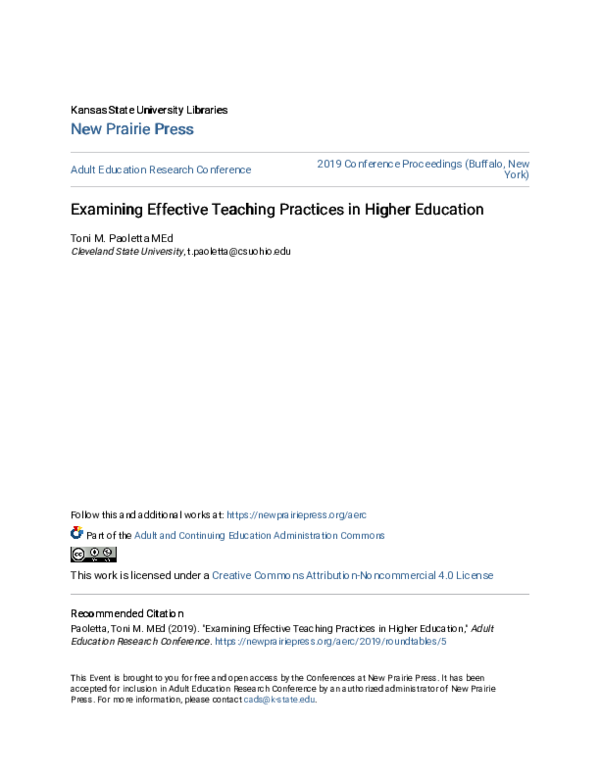 (PDF) Examining Effective Teaching Practices in Higher Education