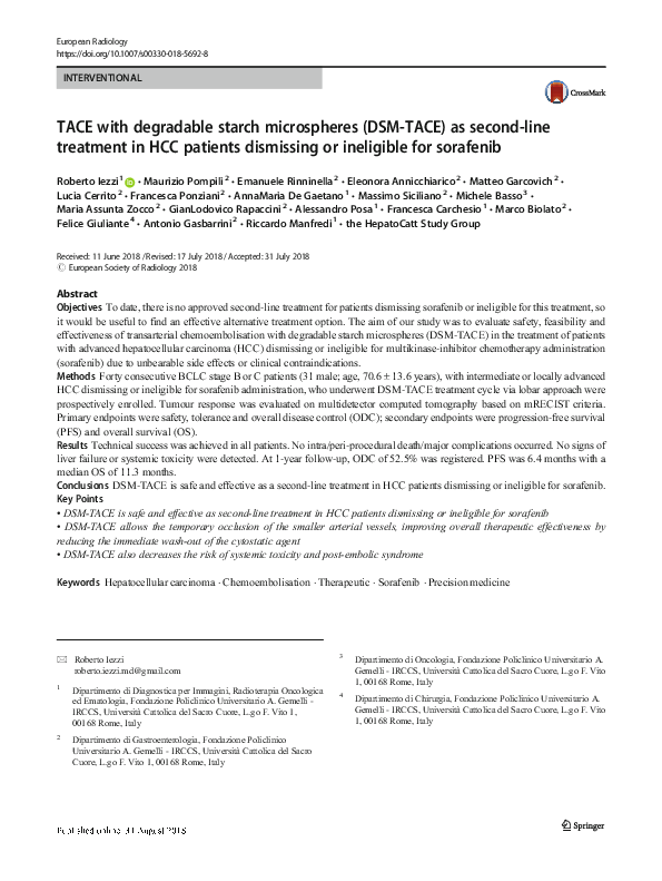 (PDF) TACE with degradable starch microspheres (DSM-TACE) as second ...