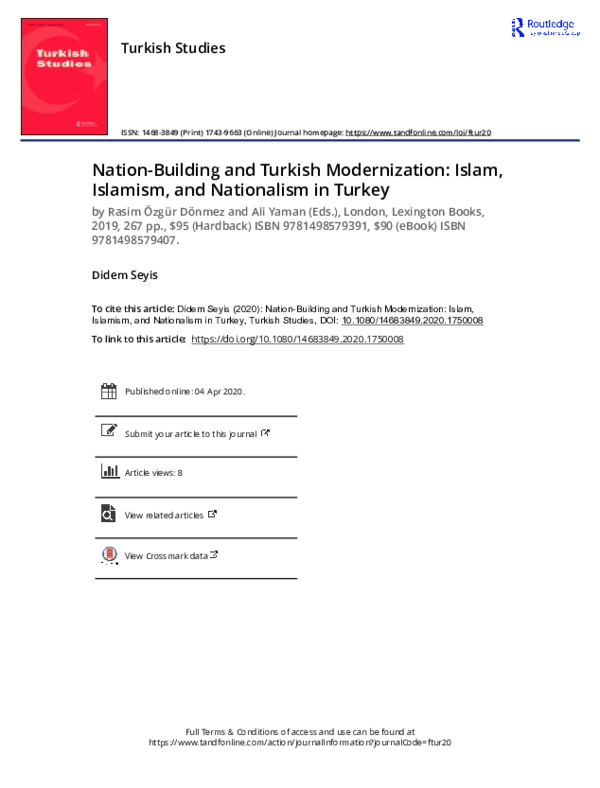 (PDF) Nation-Building and Turkish Modernization: Islam, Islamism, and ...